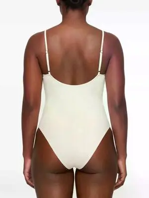 JIL SANDER Logo Embroidered Swimsuit - Neutrals