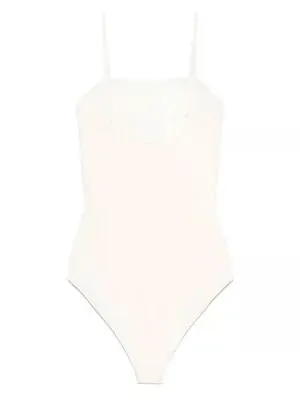 JIL SANDER Logo Embroidered Swimsuit - Neutrals