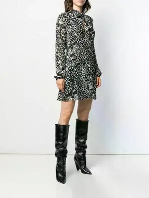 Saint Laurent Graphic Print Silk Shirt Dress