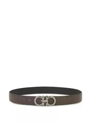 FERRAGAMO Reversible Leather Belt With Silver-tone Buckle - Brown