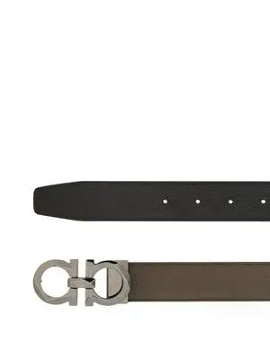 FERRAGAMO Reversible Leather Belt With Silver-tone Buckle