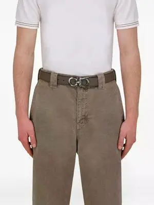 FERRAGAMO Reversible Leather Belt With Silver-tone Buckle