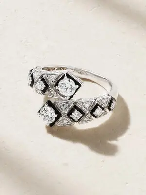 KAMYEN Infinity 18-karat White Gold, Diamond And Enamel Ring - Silver