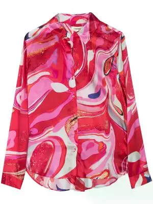 L'Agence Abstract Pattern Silk Shirt - Red
