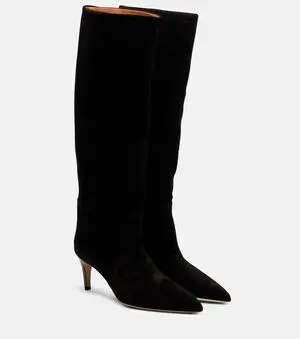 Paris Texas Suede Knee-high Boots - Black