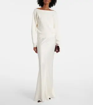 Victoria Beckham Cotton And Silk-blend Ribbed Sweater - White