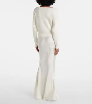 Victoria Beckham Cotton And Silk-blend Ribbed Sweater - White