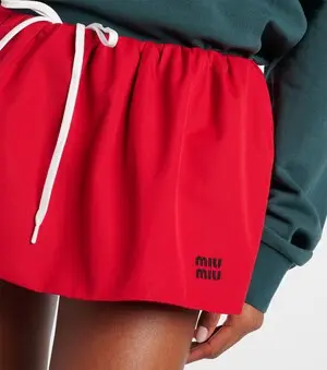 Miu Miu Gathered Cotton Poplin Mini Skirt