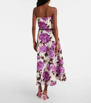Max Mara Floral Cotton-blend Faille Midi Dress