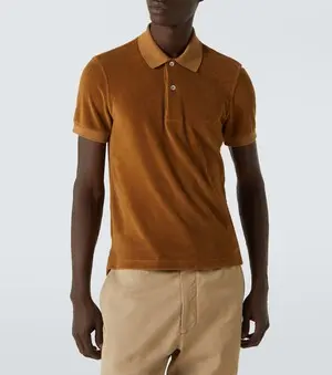 TOM FORD Cotton-blend Terry Polo Shirt - Brown