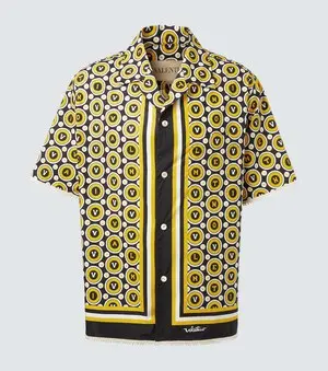 Valentino Garavani Bulles Royales Cotton Poplin Bowling Shirt - Yellow