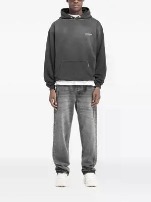 REPRESENT Logo-print Cotton Hoodie - Grey