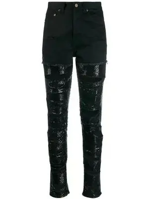 Saint Laurent Sequin Embellished Ripped Skinny Jeans