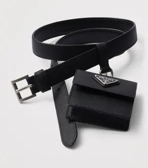 Prada Saffiano Leather Belt With Pouch
