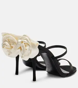 Magda Butrym Floral Appliqué Satin Heeled Sandals