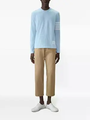 Thom Browne Three-stripe Long-sleeved T-shirt - Blue