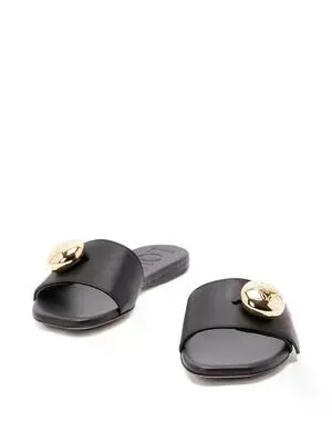 Loewe Logo-embossed Button-detail Flat Sandals - Black