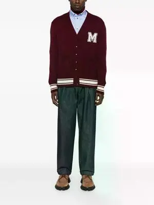 Moncler Varsity-style Letter Patch Cardigan - Red