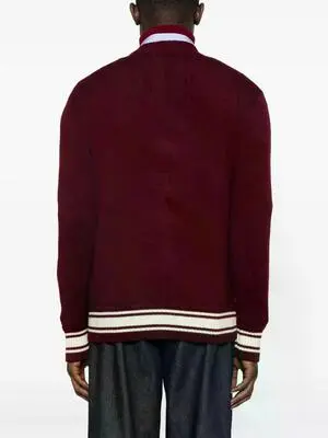Moncler Varsity-style Letter Patch Cardigan - Red