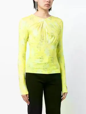 Rokh Rose Print Twist-detail Top