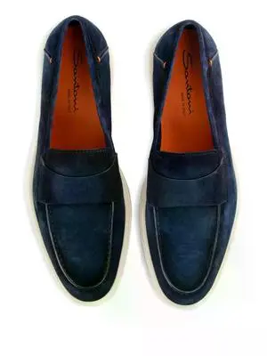 Santoni Suede Penny Loafers - Blue