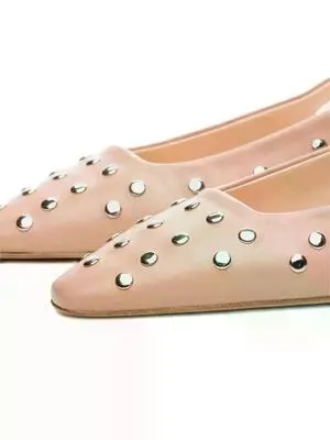 POCHE PARIS Stud-embellished Slingback Pumps - Neutrals