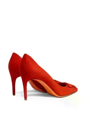 Santoni 85mm Sibille Suede Pumps - Red