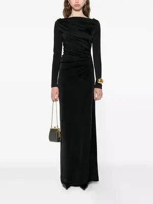 Victoria Beckham Cowl Neck Draped Maxi Dress - Black