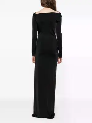 Victoria Beckham Cowl Neck Draped Maxi Dress - Black