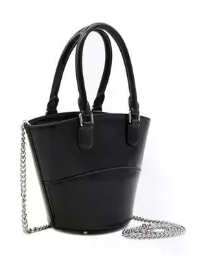 SELF-PORTRAIT Bow Charm Patent Bucket Bag - Black