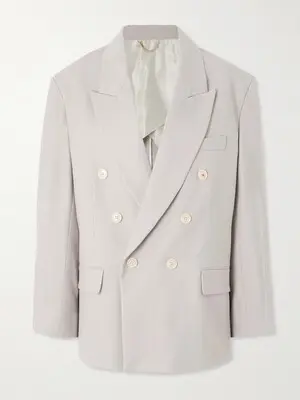 Victoria Beckham Double-breasted Twill Blazer - Gray