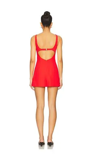 Amanda Uprichard Crepe Romper With Overlay