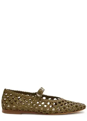 Le Monde Beryl Woven Leather Mary Jane Flats