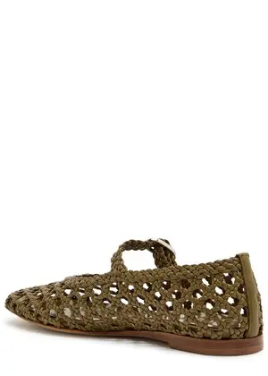 Le Monde Beryl Woven Leather Mary Jane Flats