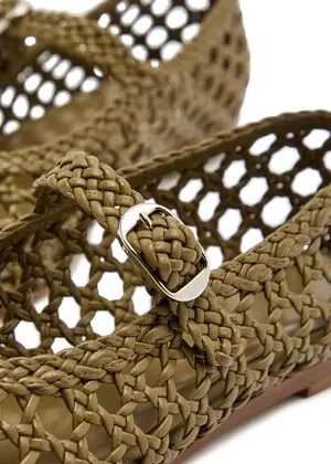 Le Monde Beryl Woven Leather Mary Jane Flats