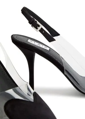 Alaïa Coeur 90 Suede Slingback Pumps - Black
