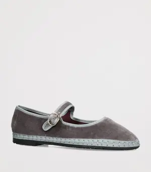 FLABELUS Velvet Sampson Mary Janes - Grey