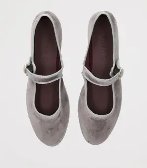 FLABELUS Velvet Sampson Mary Janes - Grey