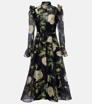 LEO LIN Katrina Floral Linen-blend Midi Dress