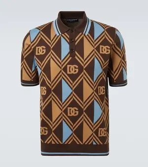 Dolce & Gabbana Dg Jacquard Cotton Pique Polo Shirt - Multicoloured