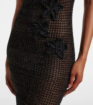 BANANHOT Hilsa Open-knit Lamé Maxi Dress - Black