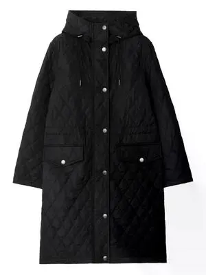 Burberry Quilted Hooded Coat With Drawcord Waist