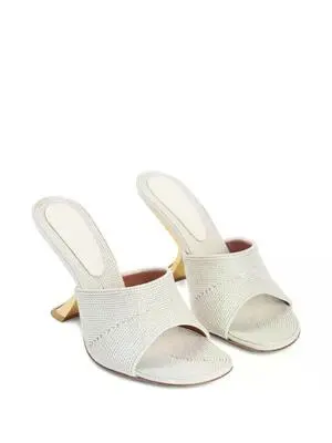 Amina Muaddi 90mm Leather Heeled Sandals