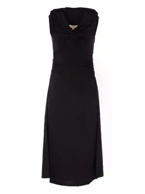 Michael Kors Sleeveless Ruched V-neck Dress - Black