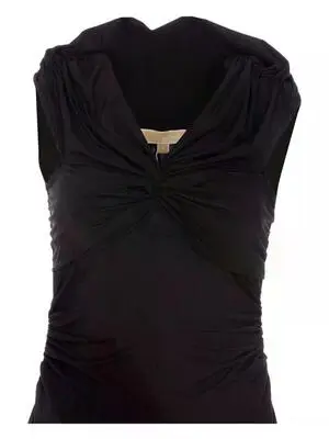 Michael Kors Sleeveless Ruched V-neck Dress