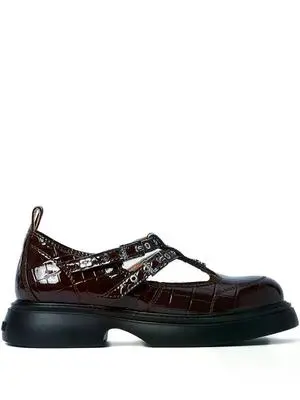 GANNI Butterfly Crocodile-effect Buckle Loafers