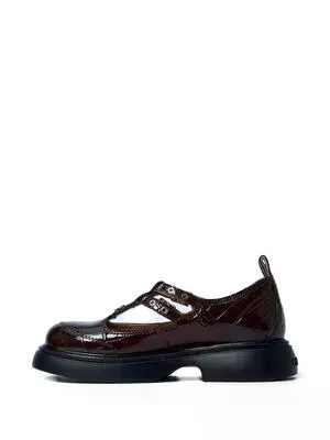 GANNI Butterfly Crocodile-effect Buckle Loafers