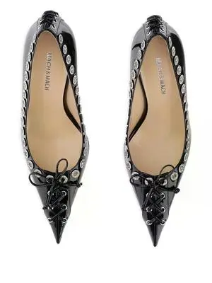 Mach & Mach Patent Leather Eyelet Lace-up Pumps