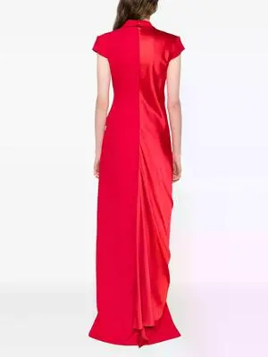 SILK LOVE & LACE Asymmetric Dress With Rear Zip - Red