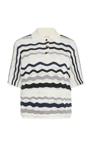 Bottega Veneta Wavy Knit Polo Top